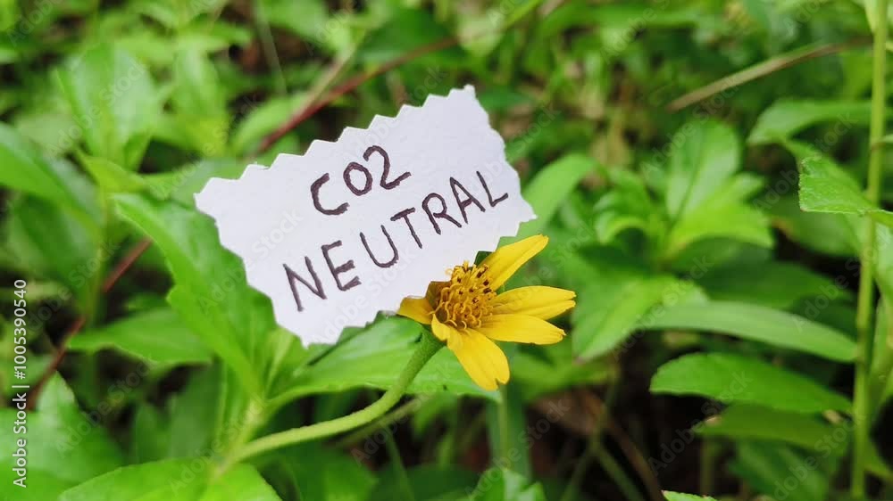 CO2 neutral word letters text handwritten calligraphy on white paper ...