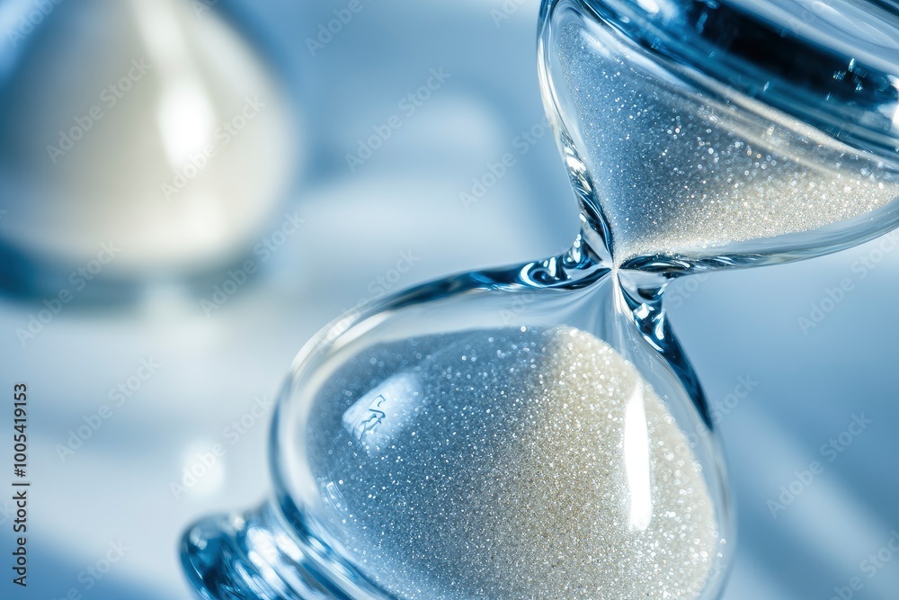 Sand timer clock with sand flowing countdown from through hour glass ...