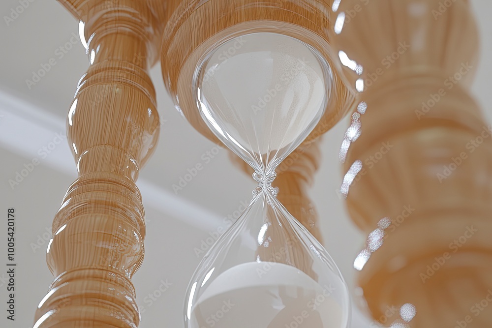 Sand timer clock with sand flowing countdown from through hour glass ...