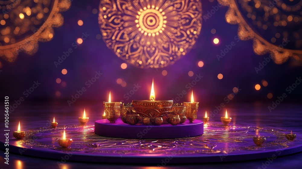 Banner design for diwali festival and podium,Diwali light decoration ...