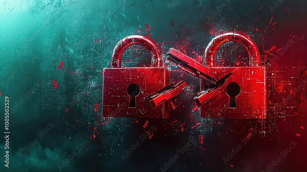 Cybersecurity breach in progress, with a hacker bypassing firewalls ...