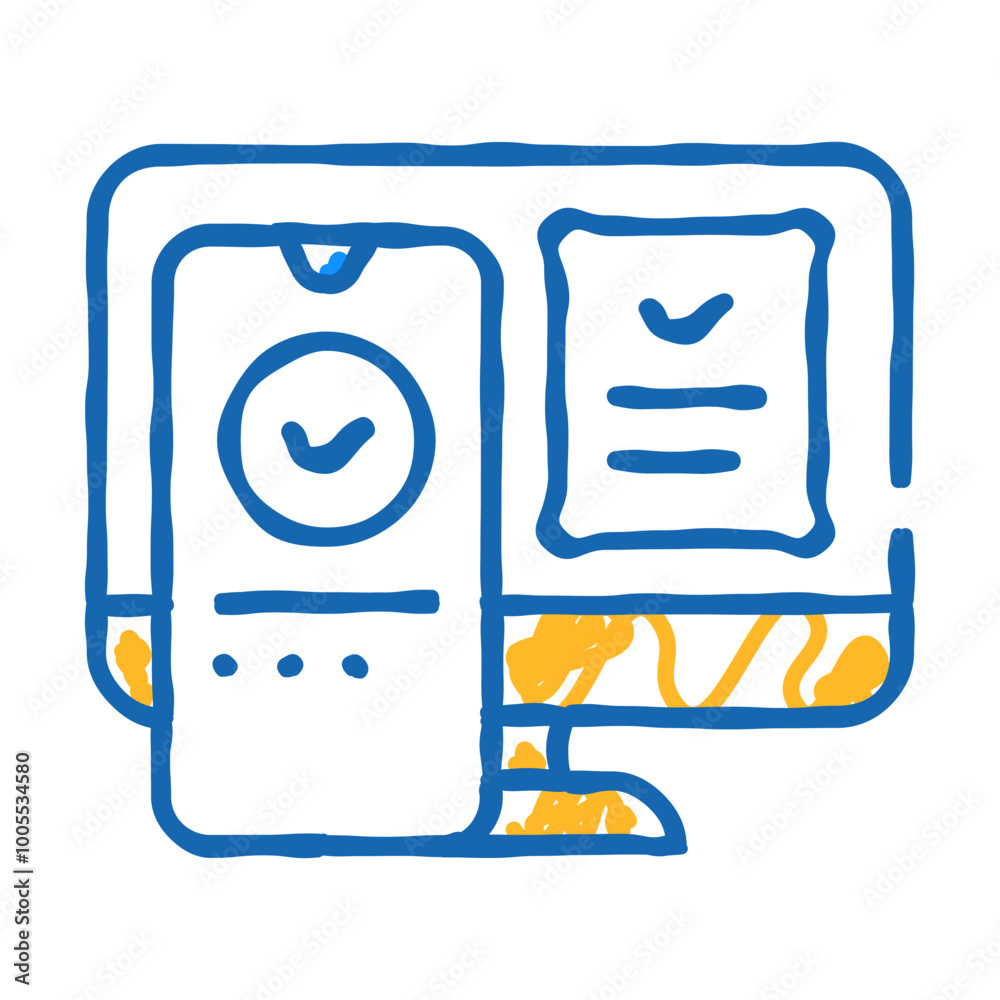 two step authentication doodle icon sketch vector. two step ...