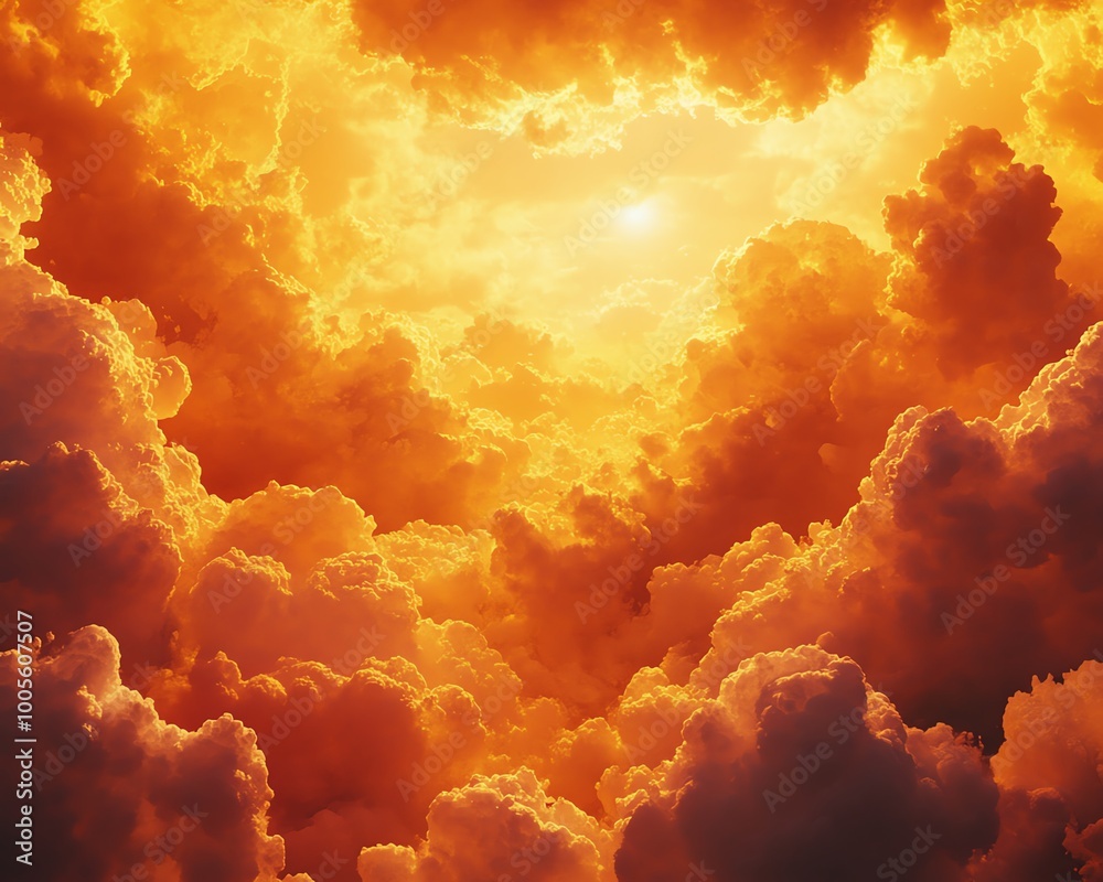 Beautiful vertical background of clouds in the sky with a rich orange ...