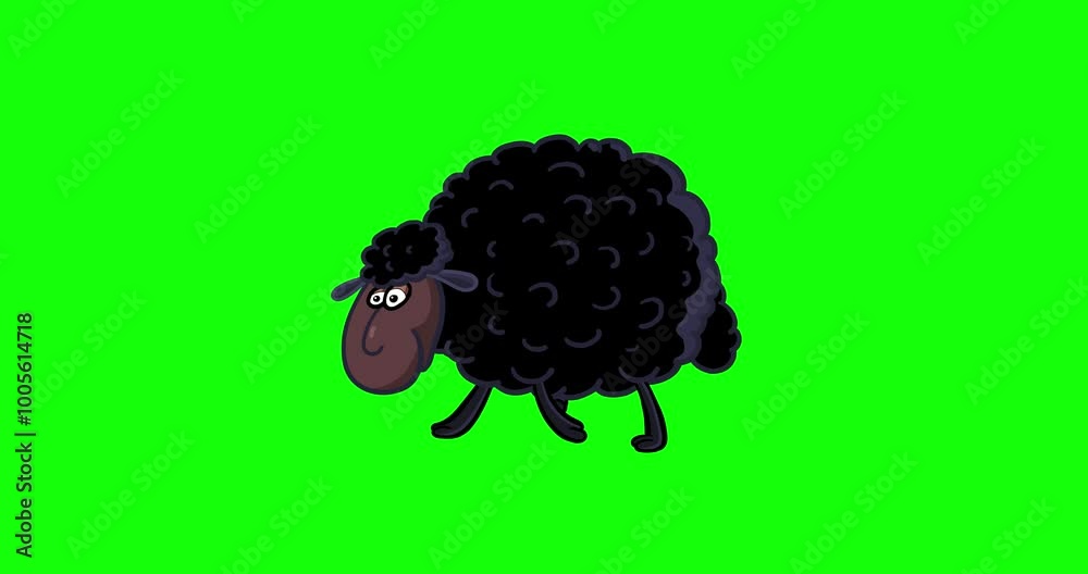 Black sheep one walking animation green screen. Cartoon animated ...
