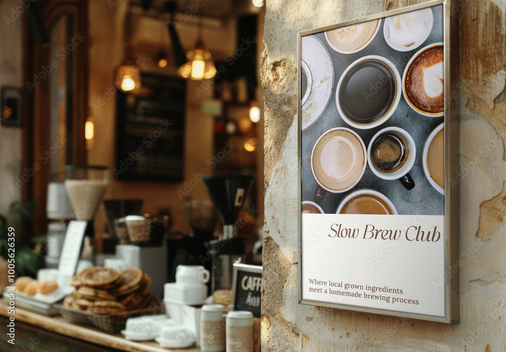 Outdoor Cafe Sign Mockup With Generative AI Stock Template | Adobe Stock