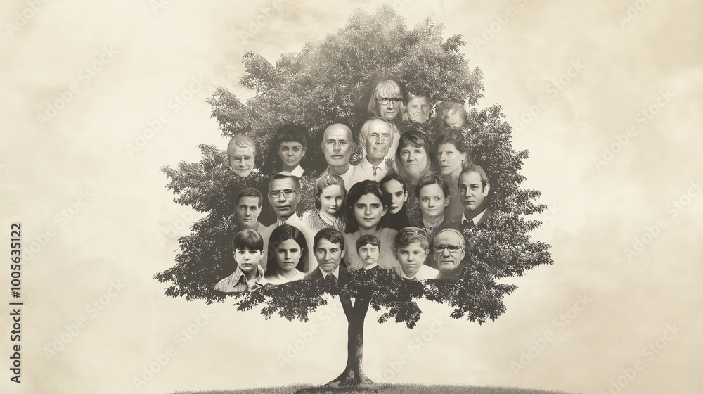 Roots of Legacy: A sepia-toned family tree image, showcasing ...