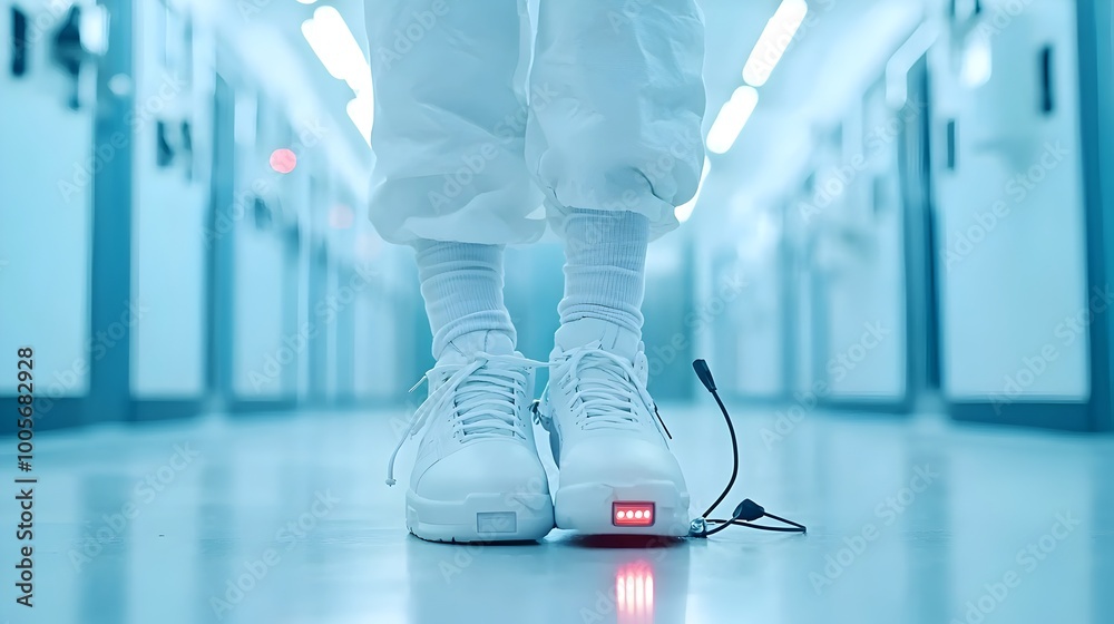 Closeup of an Electronic Ankle Monitor on Charging Station in a Modern ...