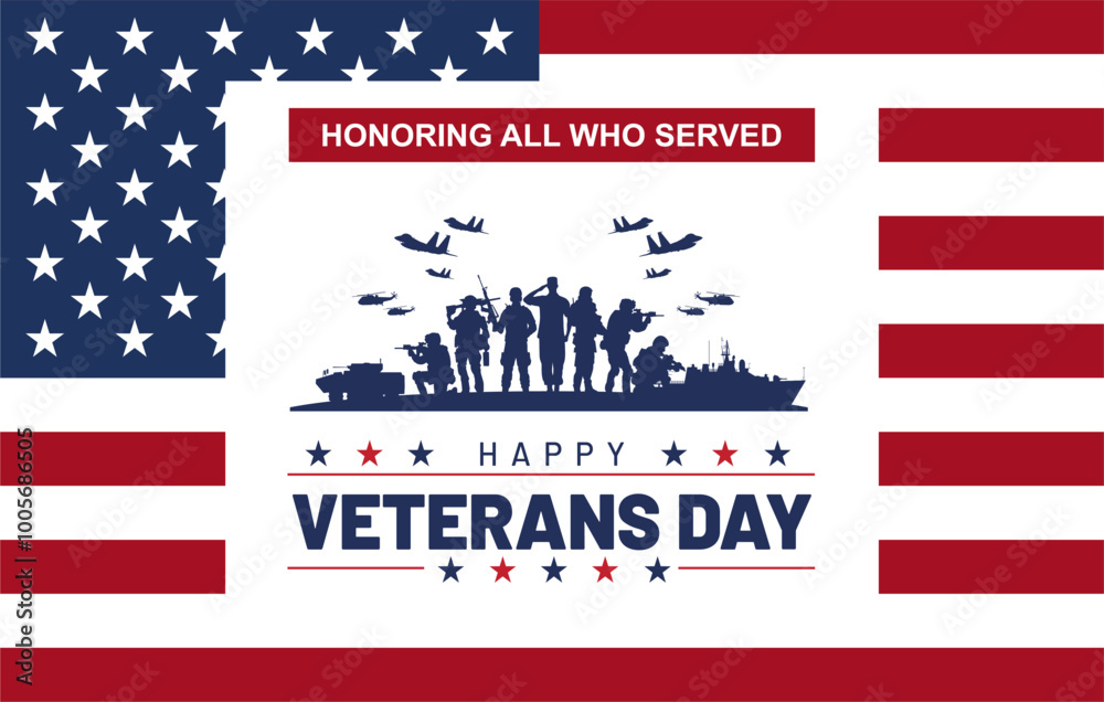 Happy Veterans Day 2024 Design Concept. All US Army Soldiers Silhouette ...