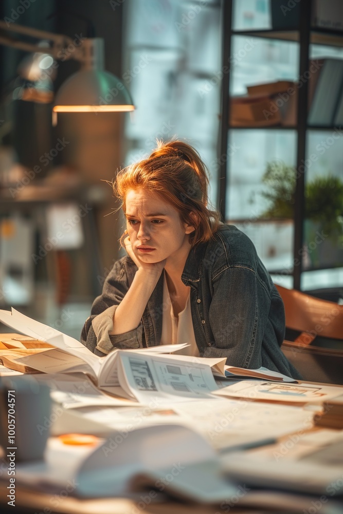 A filmmaker in a production office, intensely analyzing a playbook of ...
