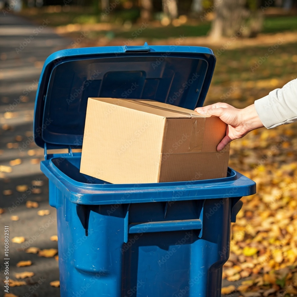 The picture shows the delivery of a parcel being thrown into a garbage ...