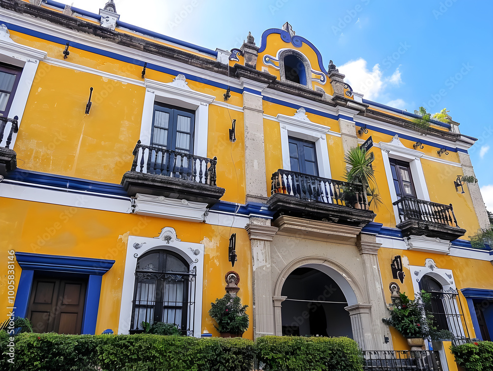 Beautiful Salvadoran Spanish colonial architecture with colorful ...