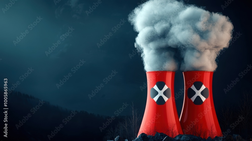 Nuclear plant power grid diagram with branching lines, substations, and ...