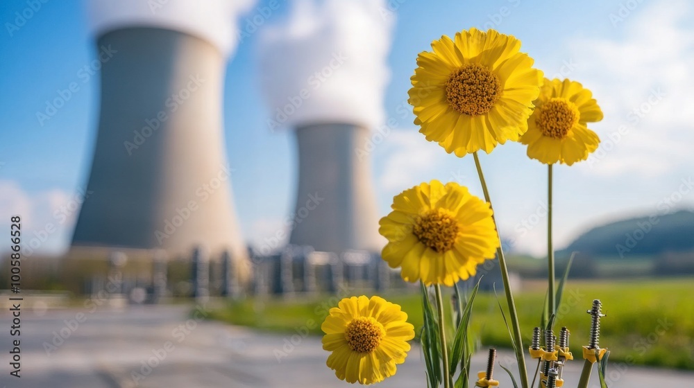 Electrical grid diagram power lines from a nuclear plant to substations ...