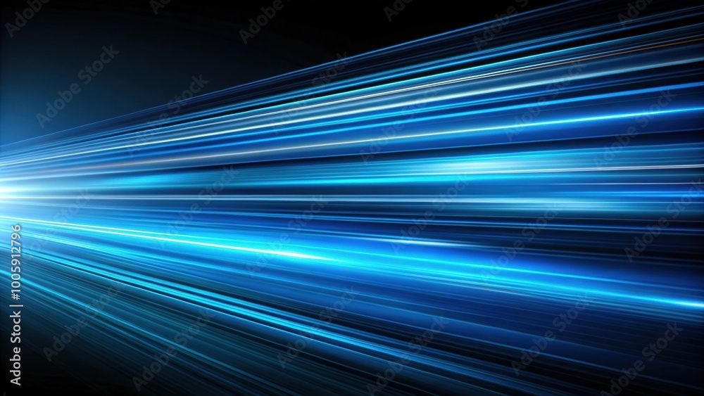 Abstract blue speed lines creating dynamic movement on a black ...