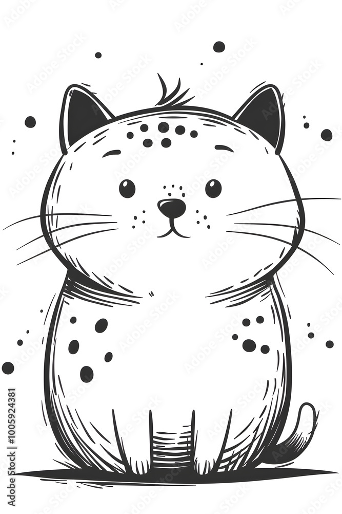A monochromatic illustration of a Felidae vertebrate, a small to ...
