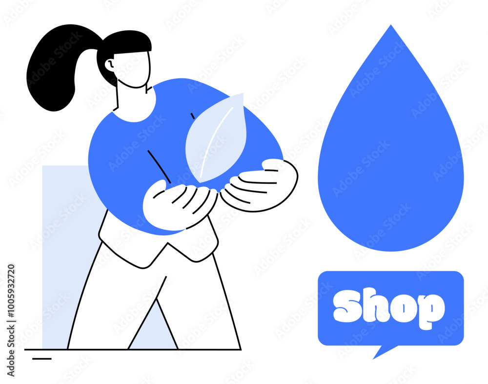 Person holds a leaf symbolizing nature and eco-friendliness while ...