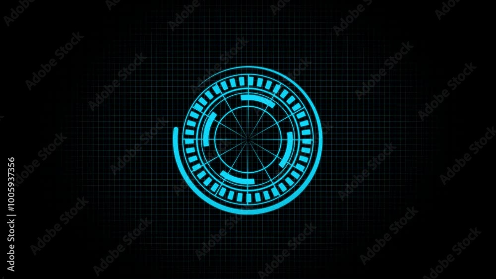 Radar HUD Screen Animation 4K. Motion graphic of colorful sonar radar ...
