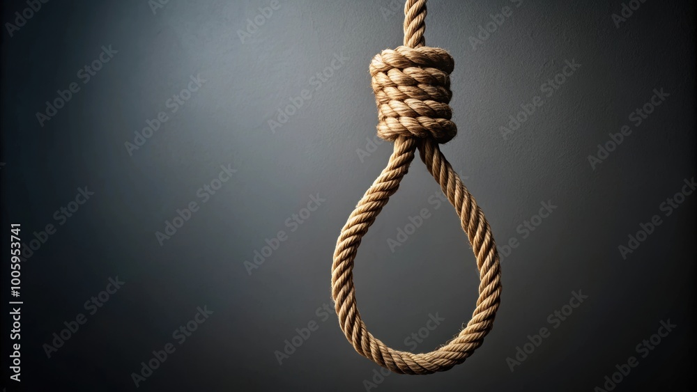 Rope hanging with noose, symbolizing suicide , depression, suicidal ...