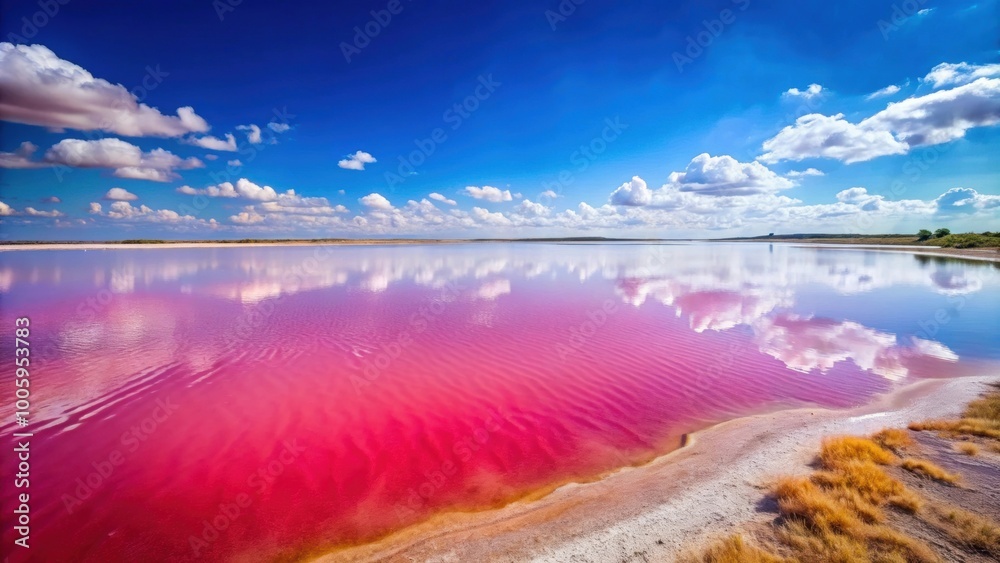 Beautiful pink lake with pink algae, creating a stunning and unique ...