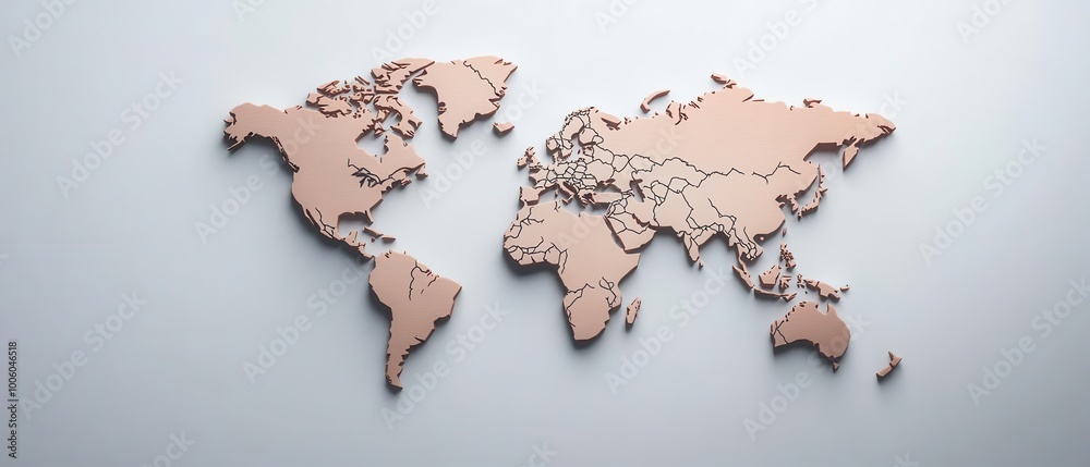 A map of the world with cracks forming between countries, symbolizing ...