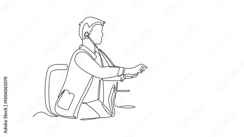 Self drawing animation of single line draw male obstetrics and ...