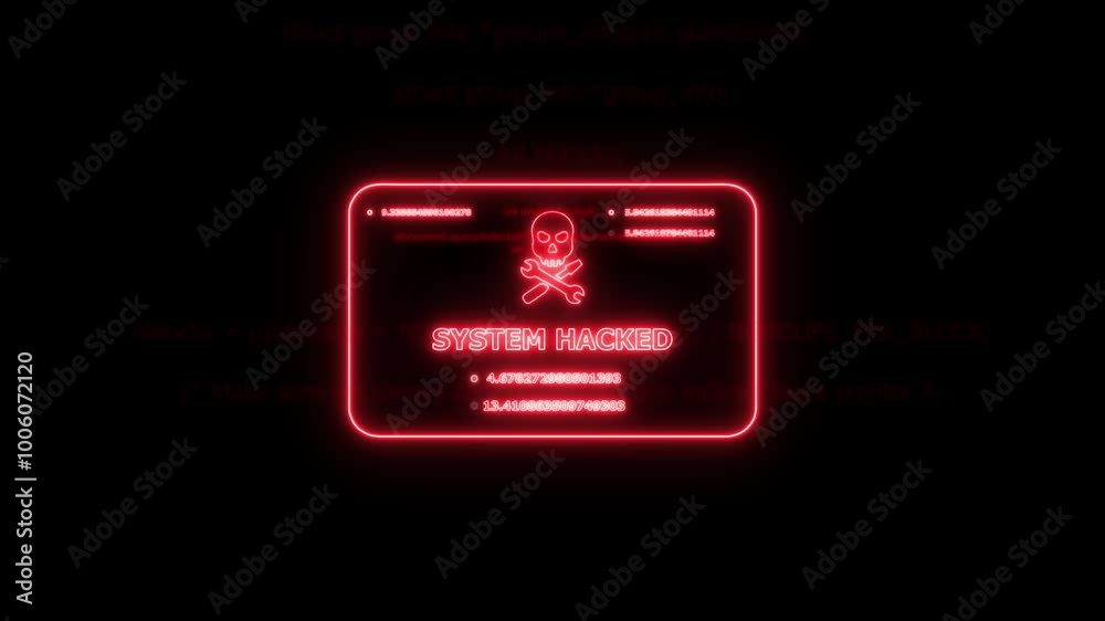 System hack security breach computer hacking warning message hacked alert. Motion graphics ...