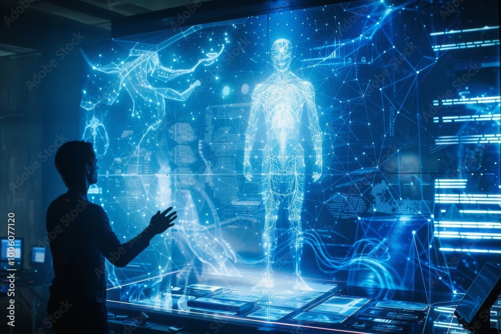 Exploring the future of technology and AI in a futuristic lab with ...