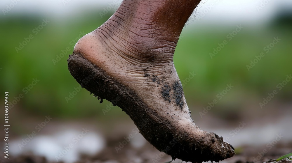 2409_117.a close-up of a foot with visible mold patches, set against a ...