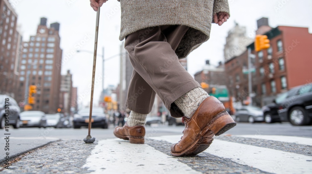 2409_173.an elderly person using a cane while walking on a city ...