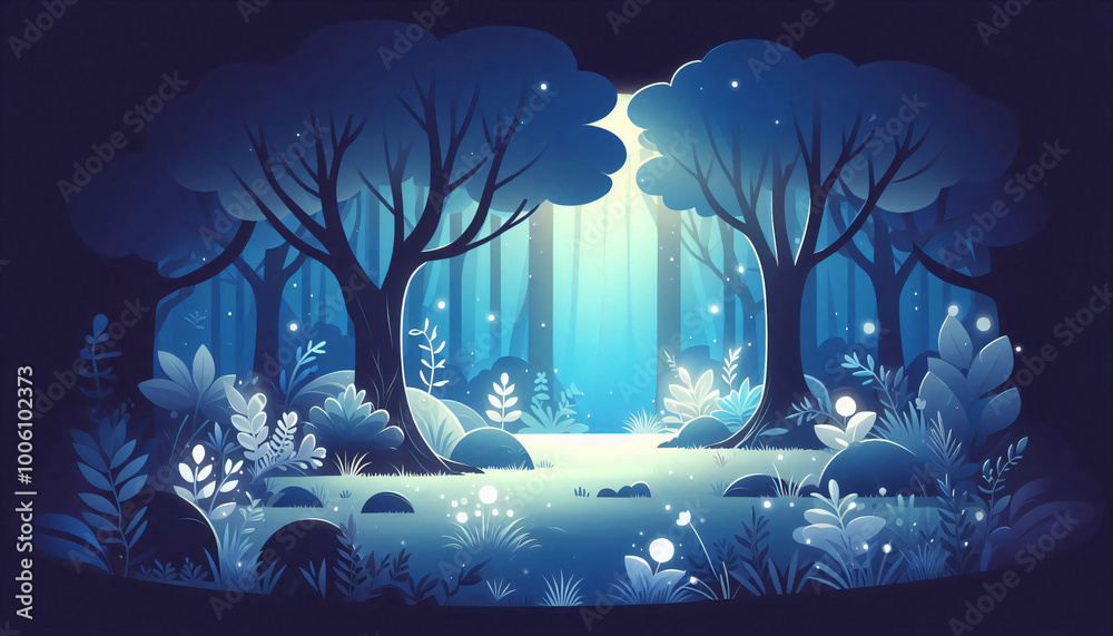 Mystical Fantasy Forest Clearing with Glowing Effects and Simplified ...