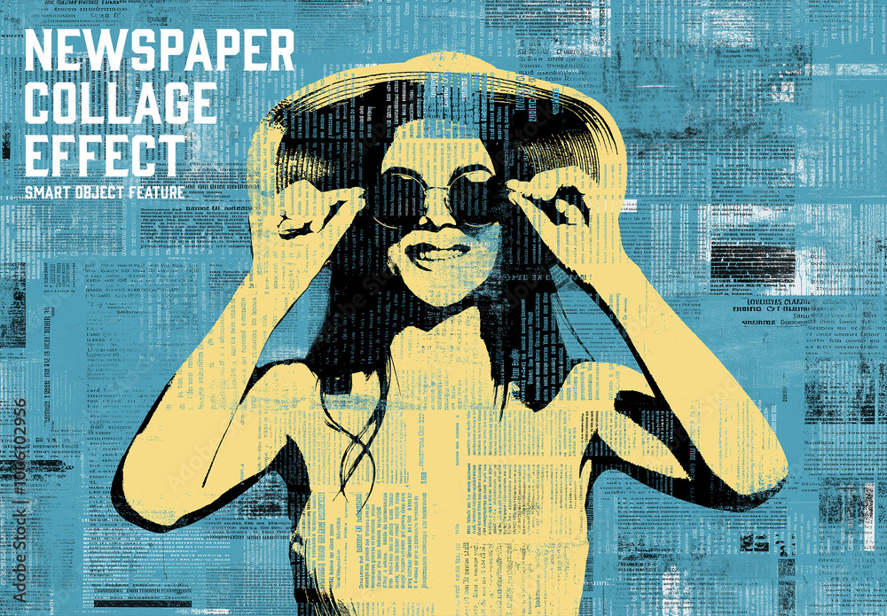 Newspaper Collage Effect with Generative AI Stock Template | Adobe Stock