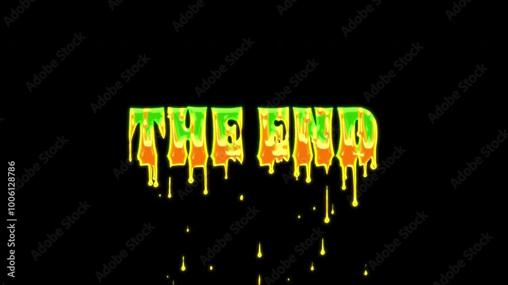 The end text with dripping blood on alpha channel. Halloween party ...