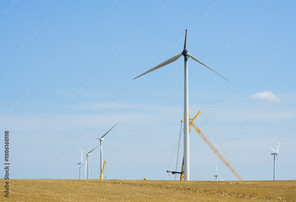Burnt wind turbine on a wind farm after an accident, showcasing ...