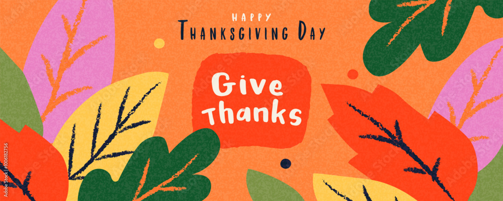 Give thanks. Happy Thanksgiving Day greeting banner, cover, card or ...