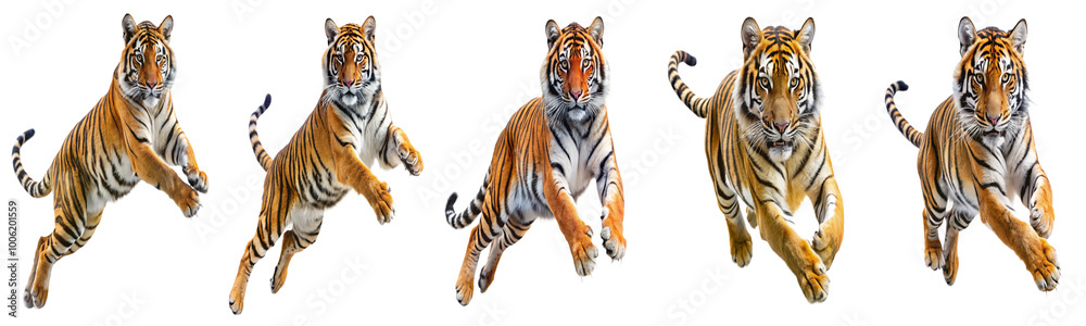Tiger jumping bundle set PNG, isolated on transparent background. Great ...