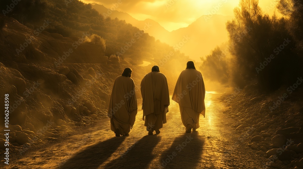 Jesus appeared to two disciples on the road to Emmaus, walking with them he explained the ...