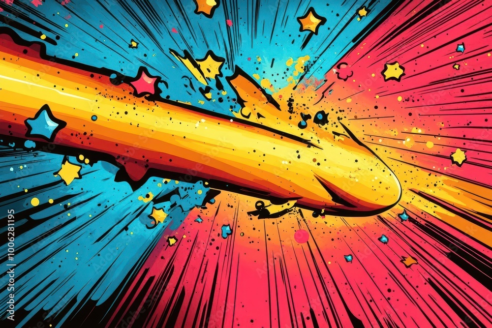 retro comics style illustration bursting with vibrant colors and ...