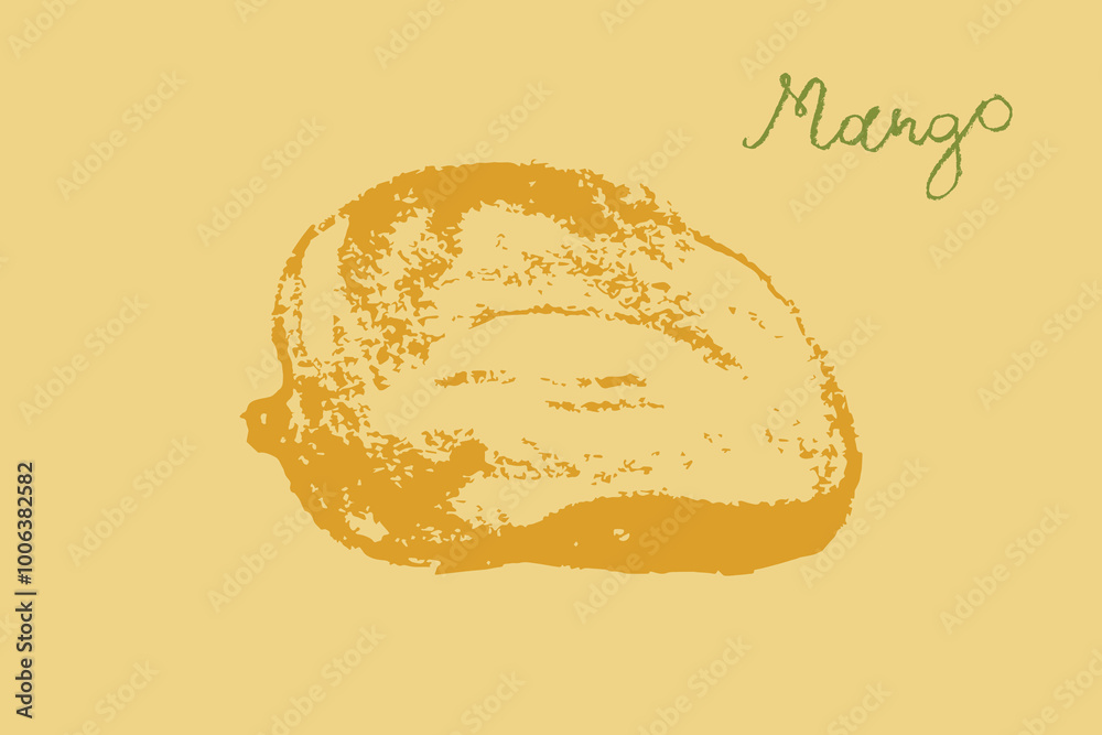 Color mango symbol. Charcoal drawing. Organic Mango sign. Tropical ...