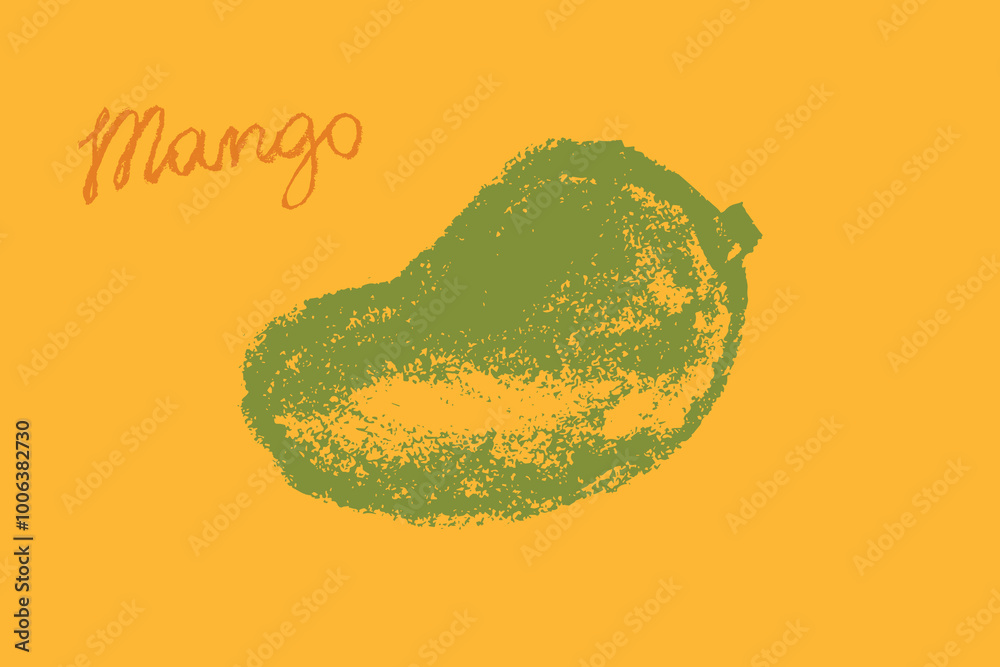 Color mango symbol. Charcoal drawing. Organic Mango sign. Tropical ...