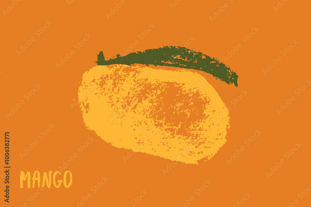 Color mango symbol. Charcoal drawing. Organic Mango sign. Tropical ...