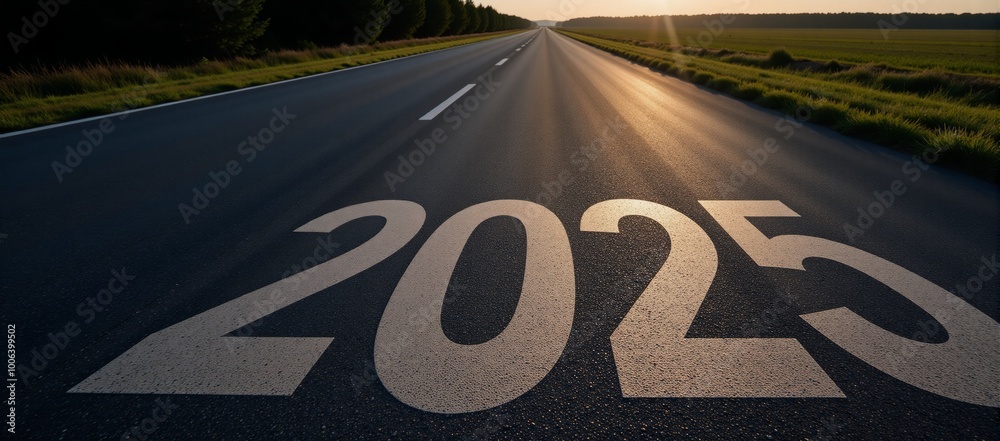 A digital illustration depicts a long road leading towards an unseen ...