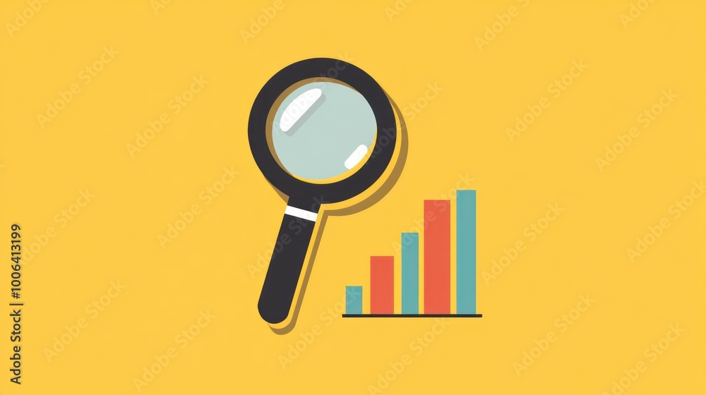 Magnifying Glass and a Bar Chart Stock Illustration | Adobe Stock