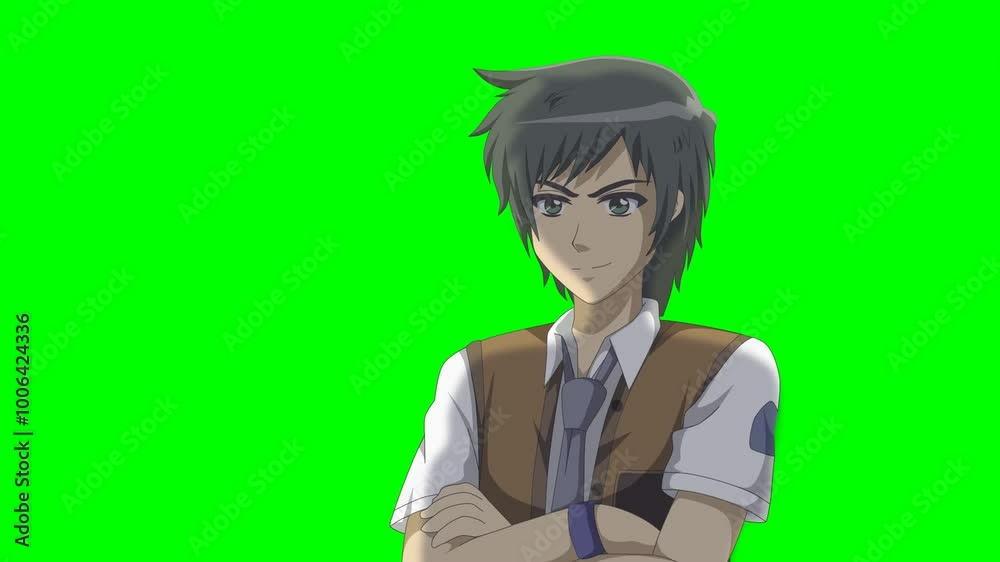 2d animated character of A young man in Japanese anime style talking ...
