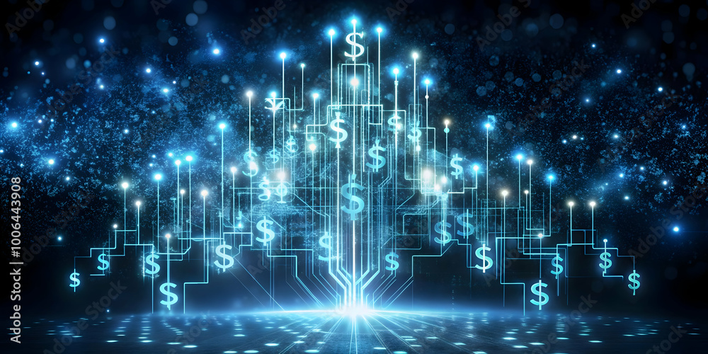 Abstract 3D Campaign Finance Flowchart Concept: Glowing Money Streams ...