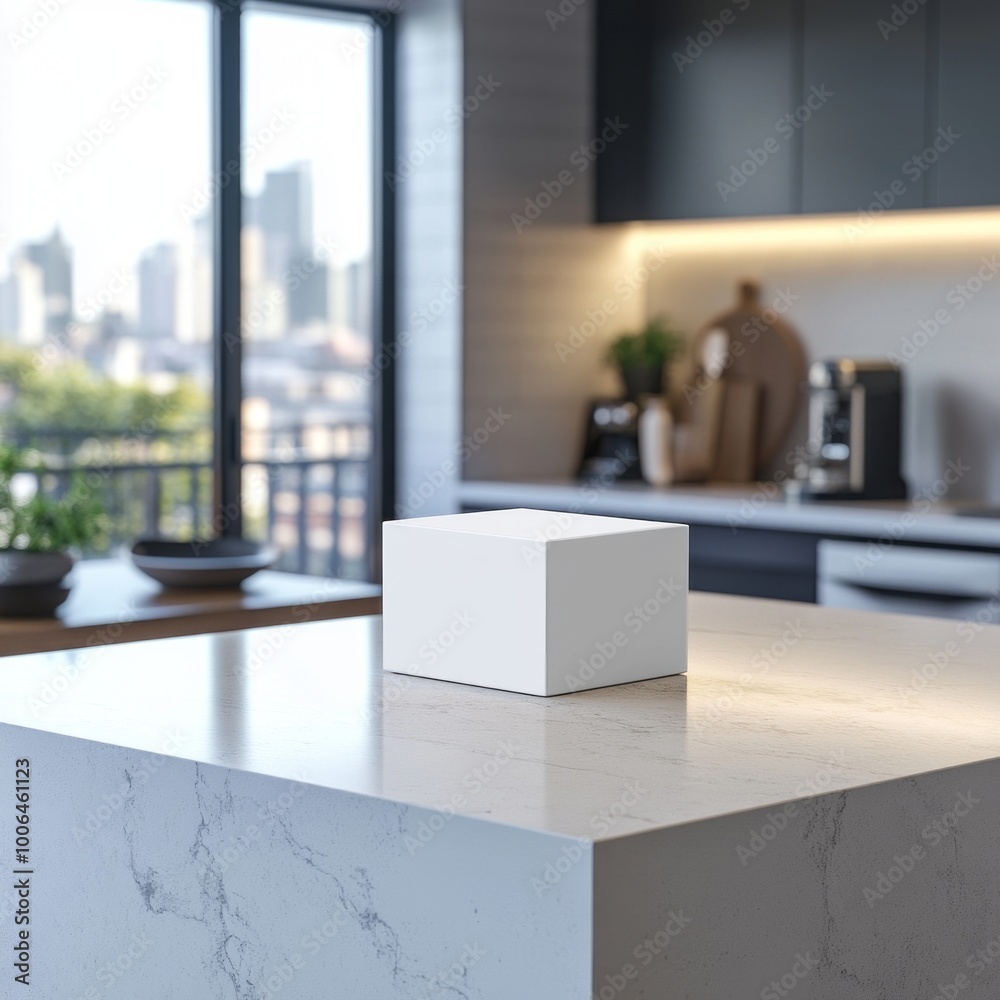 White Product Box Mockup: Modern Kitchen Setting, High Resolution 32k ...