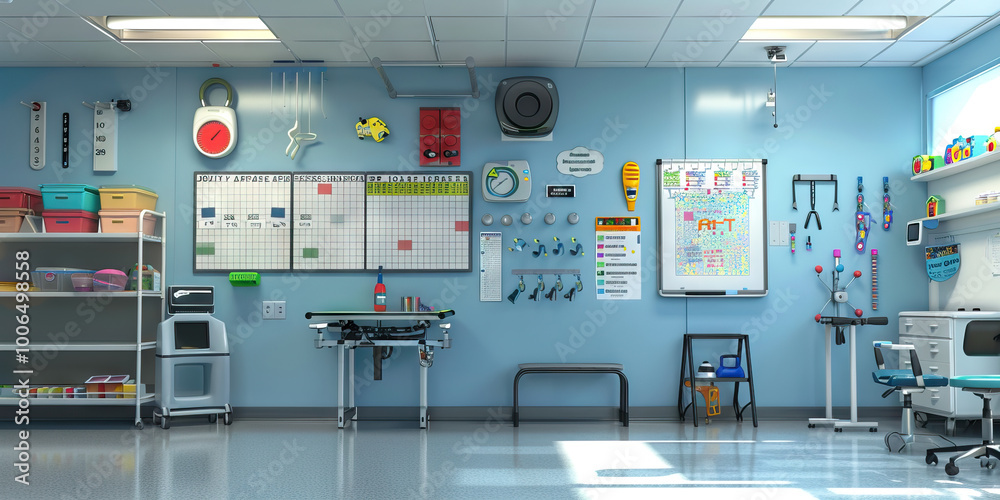 Occupational Therapy Room Wall: Displaying adaptive equipment catalogs ...