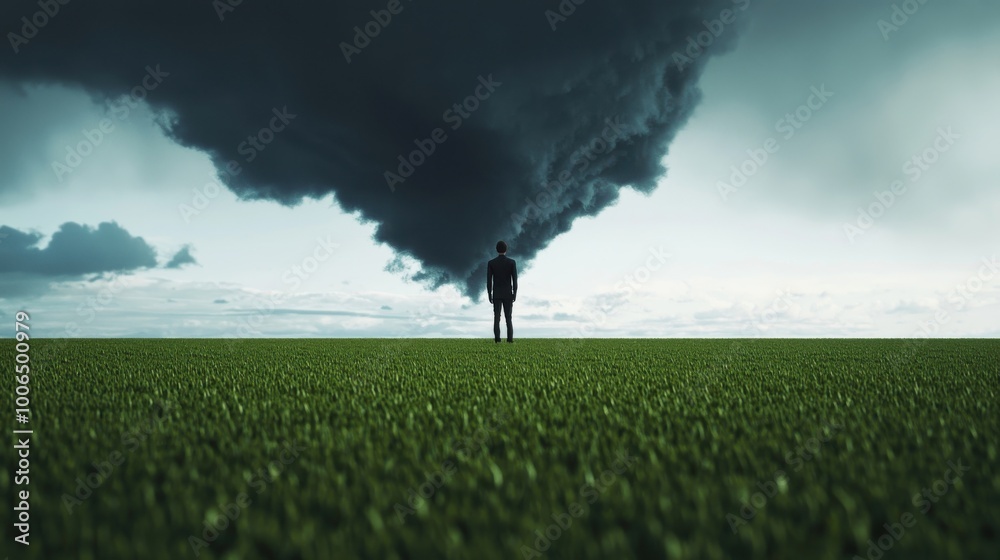 Overlooking the Present: A person standing in a beautiful garden but ...