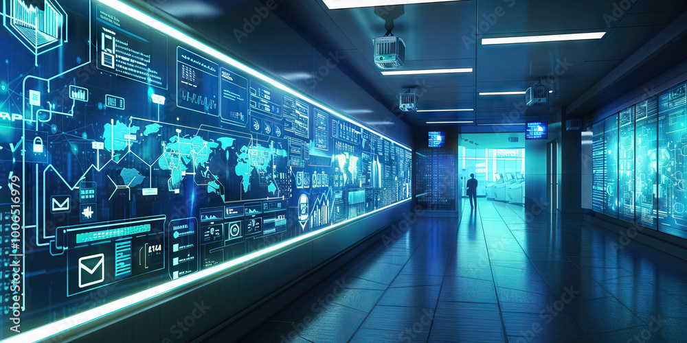 Hospital IT Department Wall: Covered in network diagrams, cybersecurity ...