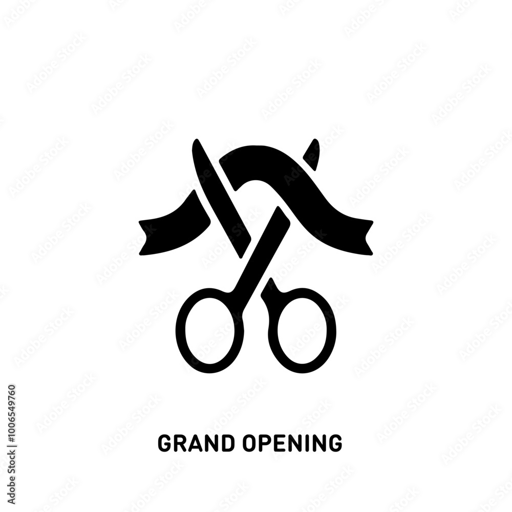 Grand opening ceremony vector icon. Isolated Scissors Cutting Ribbon ...