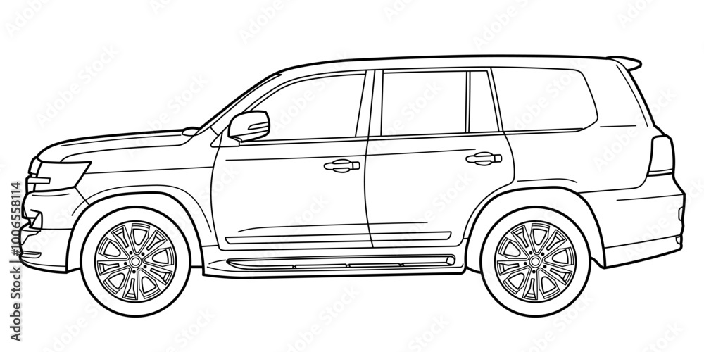 Ivano-Frankivsk, Ukraine - 28 July 2024: Outline drawing of a Toyota ...